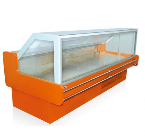 Supermarket Deli Display Fridge Curved Glass Meat Display Chiller ...