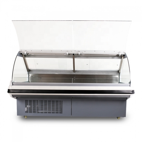 glass showcase refrigerator deli meat chiller container service counter ...