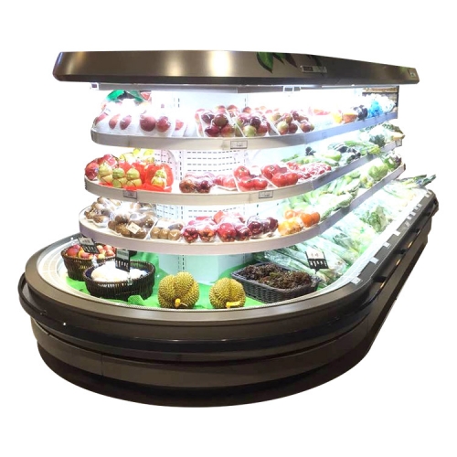 Supermarket Mini Round Shape Island Open Dairy Fridge Fruit Display ...
